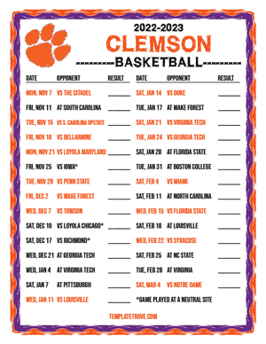 2022-2023 College Basketball Schedules - ACC